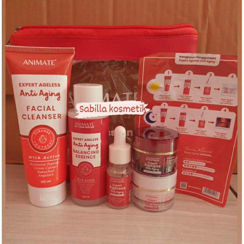 Jual PAKET ANTI AGING 5IN1 ANIMATE (MERAH) FREE POUCH | Shopee Indonesia