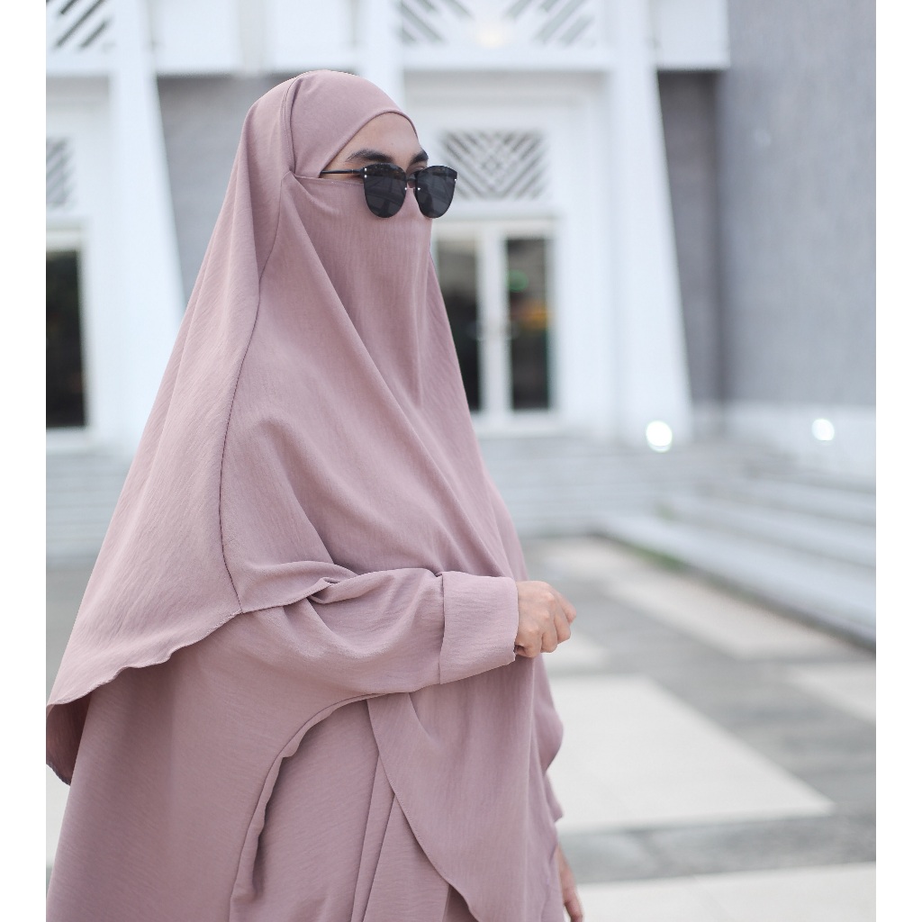 Jual Abaya Ameena Set French Khimar cringkle Airflow Premium terbau ...