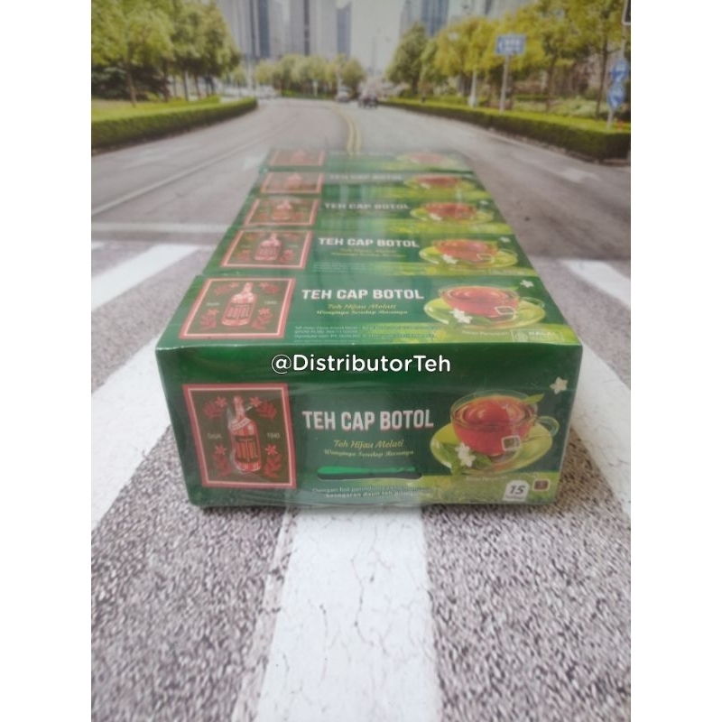 Jual Teh Celup Cap Botol Hijau Aroma Melati 15 teabags x 5 box | Shopee ...