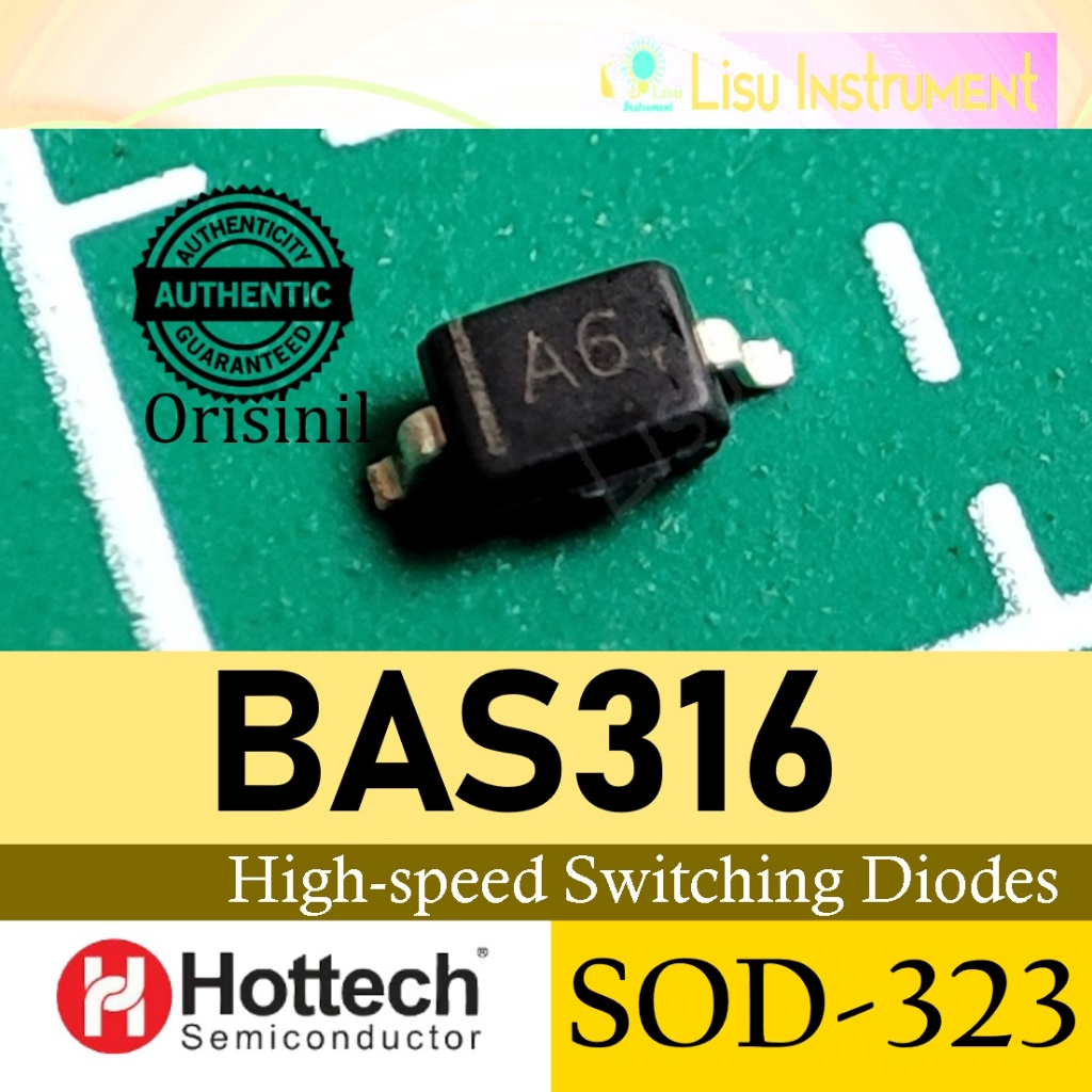 Jual BAS316 A6 75V 250mA Switching Diode SOD-323 Hottech ORIGINAL ...