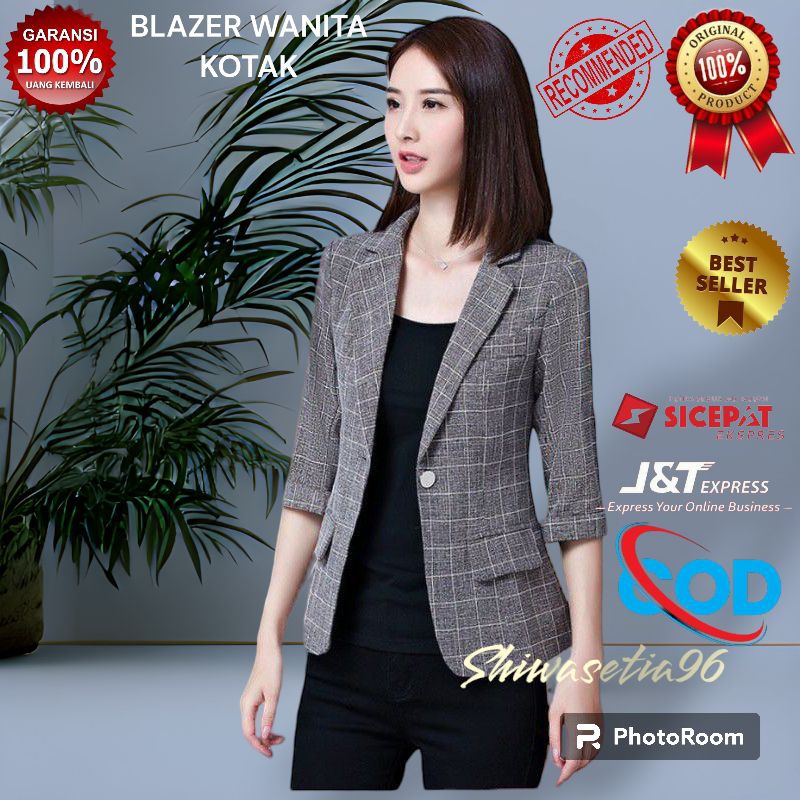 Jual JAS BLAZER WANITA MOTIF KOTAK/JAS WANITA FORMAL/JAS KANTORAN ...