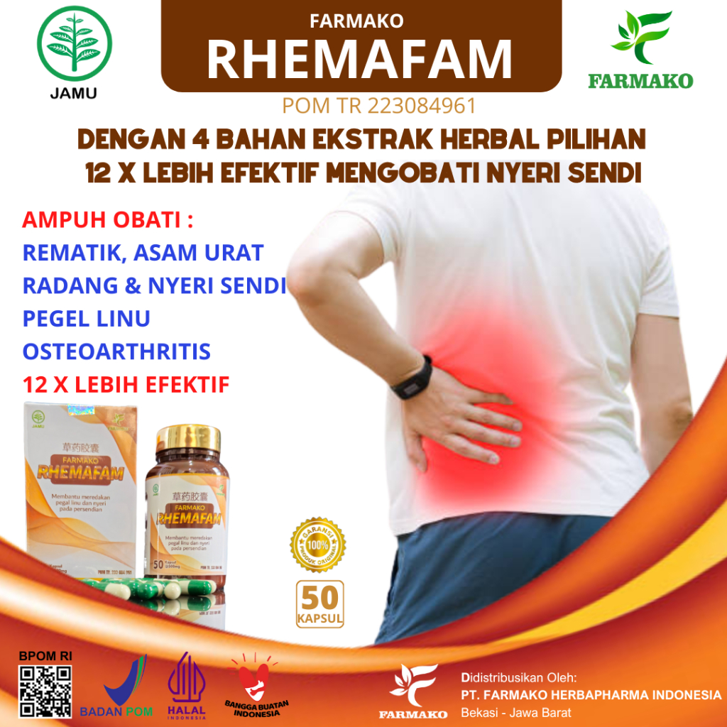 Jual Obat Saraf Kejepit Pinggang Asam Urat Ampuh Rhemafam Obat Nyeri ...
