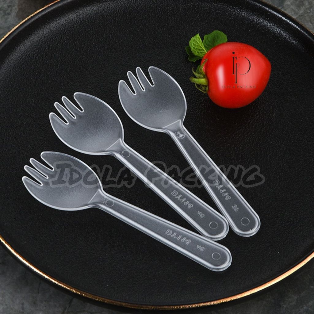 Jual ( 10pcs) Sendok Garpu 2in1 Kue & Buah / Spork Disposable Foodgrade ...