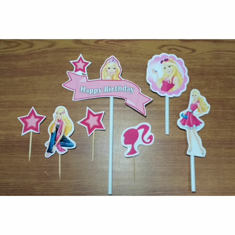 Jual topper cake hiasan kue ulang tahun happybirthday barbie | Shopee ...