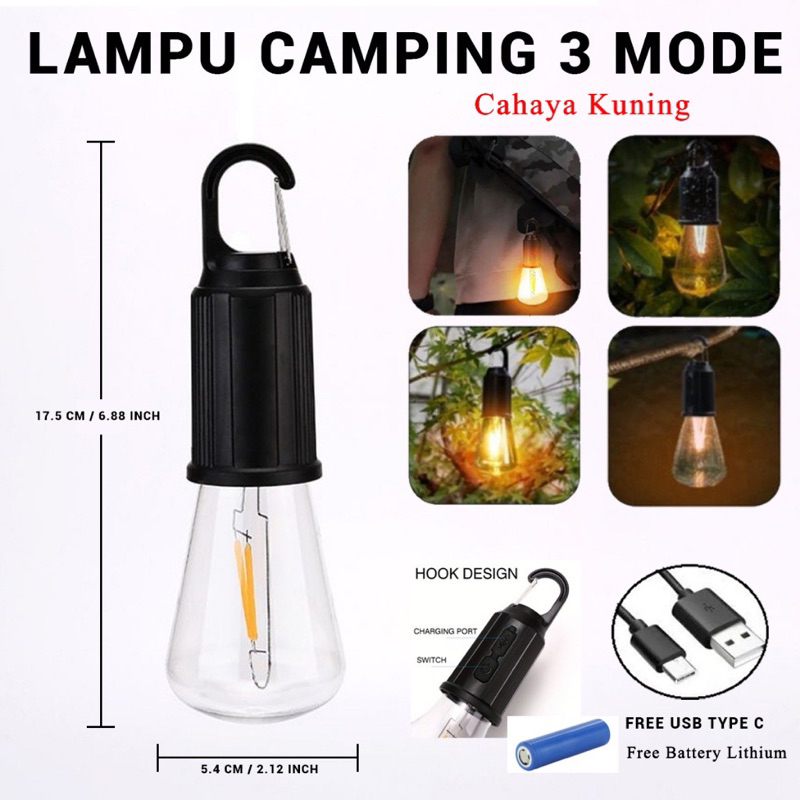 Jual LAMPU LENTERA LED / CAMPING LAMP 3 COB LAMPU TENDA CAMPING TENT ...