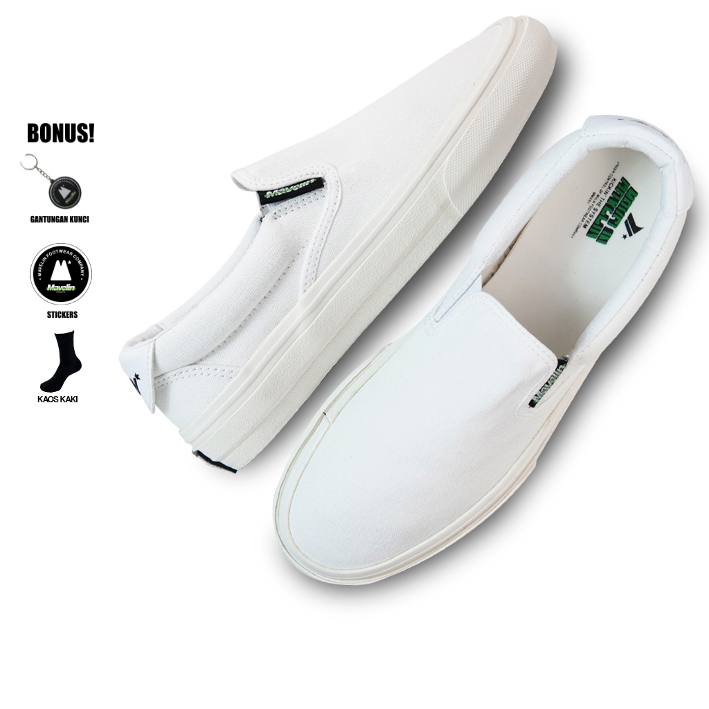 Jual Mavelin Slip On Lucky Full White - Sepatu Slip On Slop Pria Wanita ...