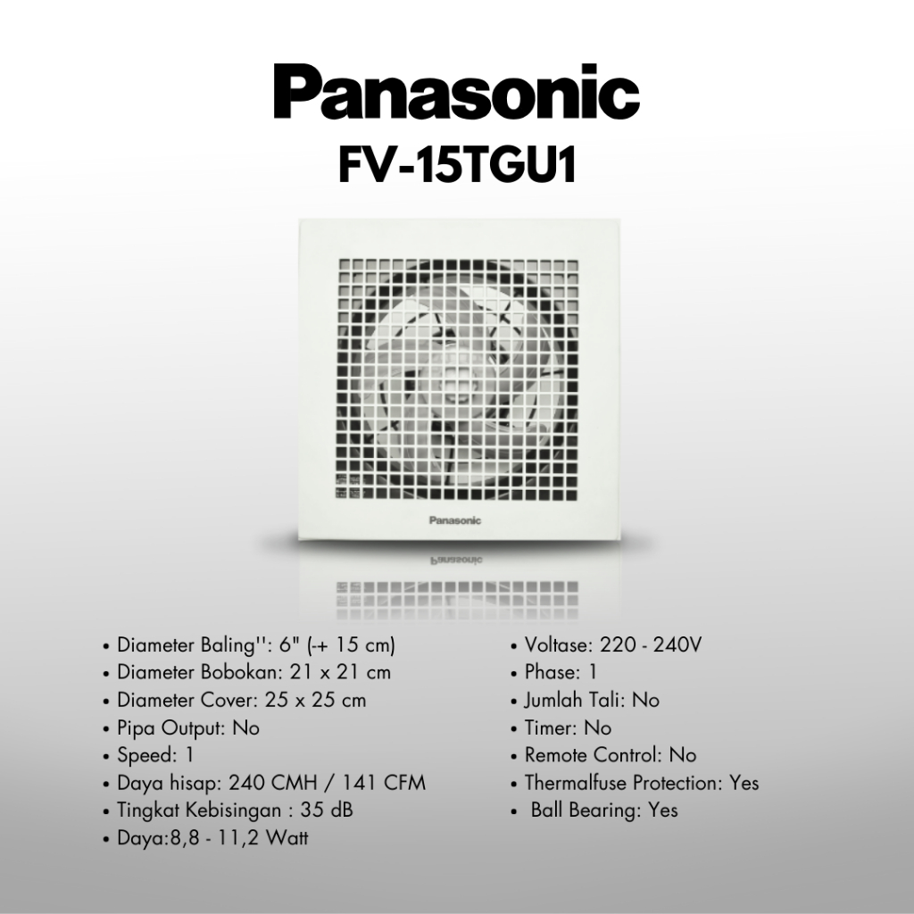 Jual [ LIGHTCO INDONESIA ] Panasonic Exhaust Fan FV 15TGU 20TGU 25TGU ...