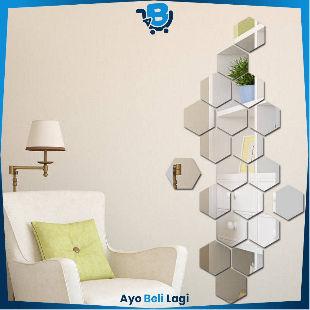 Jual Stiker Cermin Rias Hexagonal Dinding Tempel / Cermin Tempel Anti ...