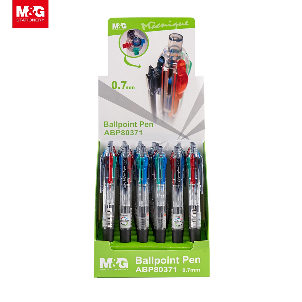 Jual Pulpen M&G 4 Colors in 1 Ball Pen 0.7mm ABP80371 Multicolor 12pcs ...