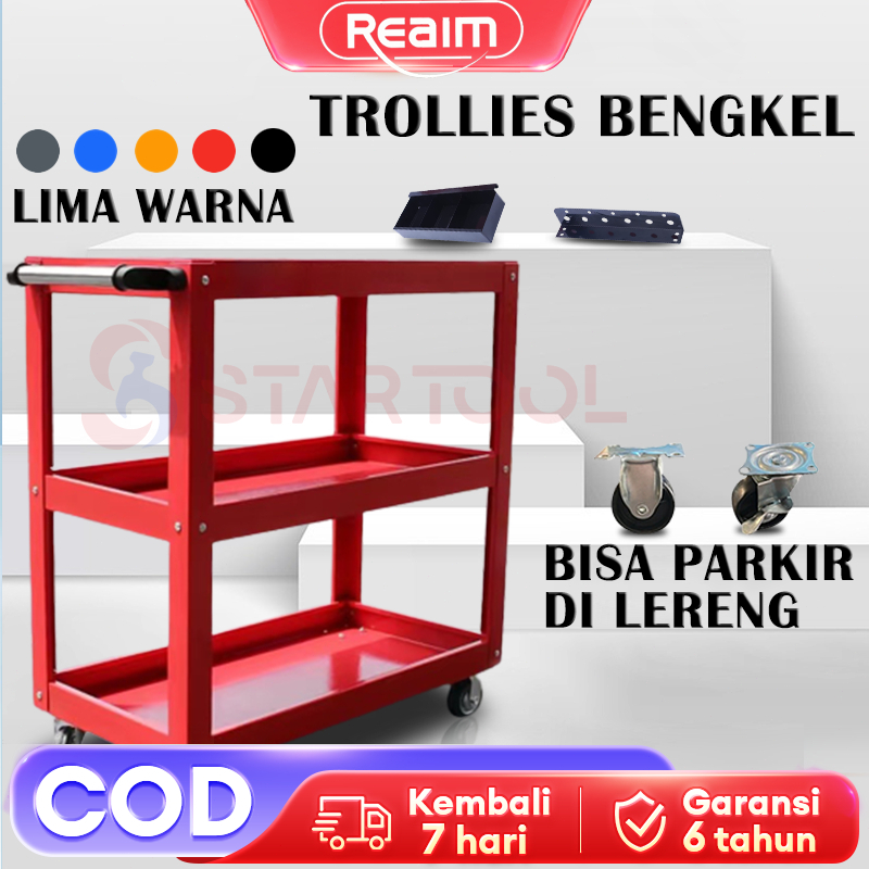 Jual REAIM Trollies Bengkel Troli Bengkel Rak 3 Susun Trolly Tool Cart ...
