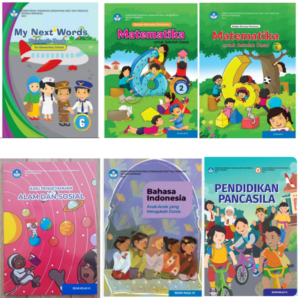 Jual PAKET BUKU KURIKULUM MERDEKA UNTUK SD/MI KELAS 6 / ISI 6 MAPEL(B.IND, MTK VOL 1&2, B.ING ...