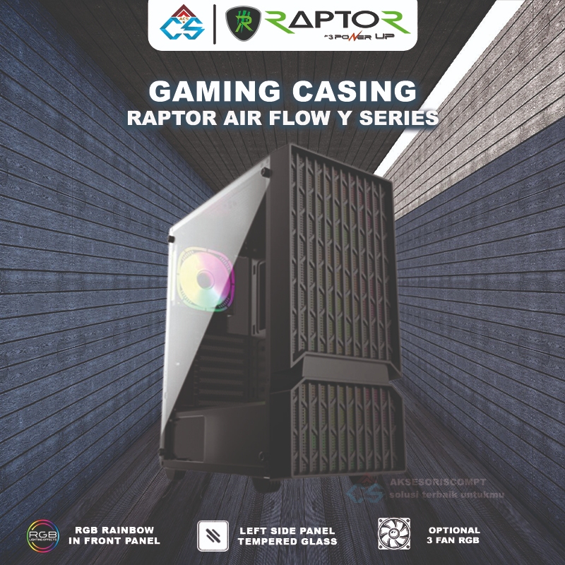 Jual Casing Gaming Raptor Air Flow Y Series Black - Casing Gaming ...