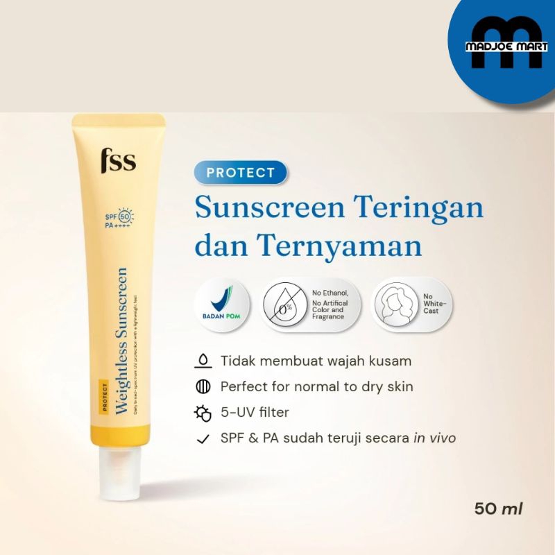 Jual For Skin’s Sake FSS Weightless Sunscreen SPF 50 PA ++++ For Perlindungan Maksimal Untuk ...