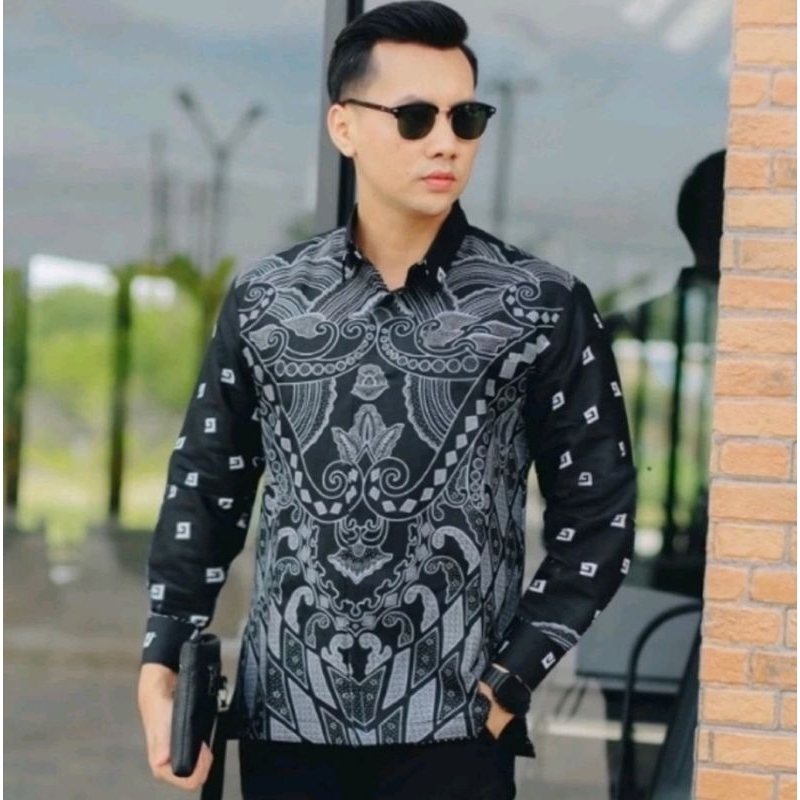 Jual Batik Pria Lengan Panjang BATIK AZMIL HRB026 motif KERATONAN ...