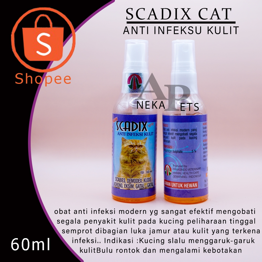 Jual Scadix Cat Spray Anti Infeksi Kulit Scabies Demodex Kudix Kudis ...