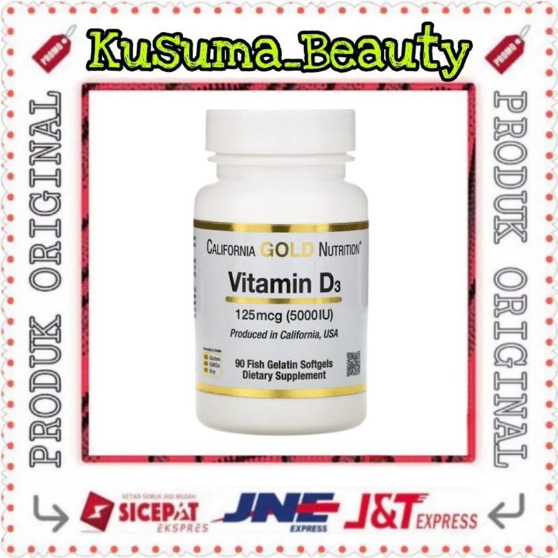 Jual Vitamin D3 Vit D-3 5000IU 90 Softgels California Gold Nutrition ...