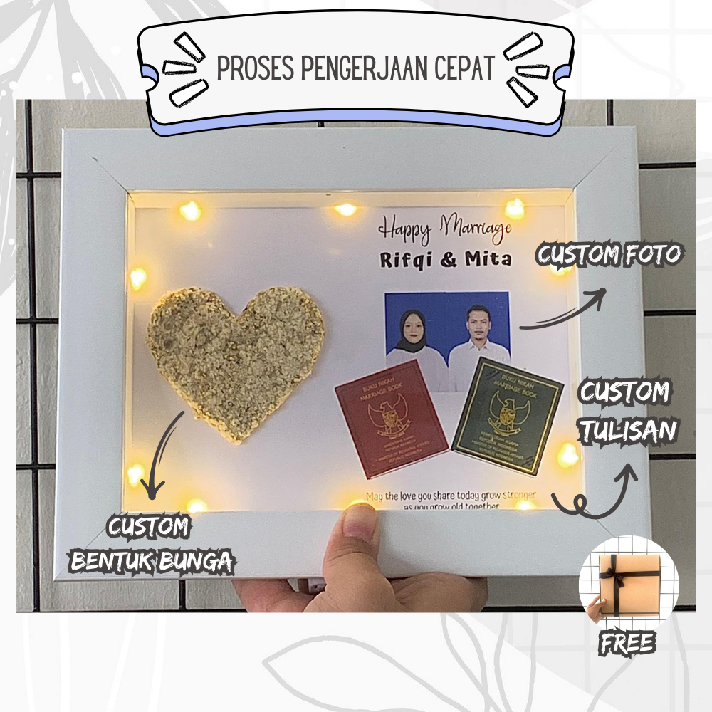 Jual KADO UNIK Buku Nikah Frame 3D Lampu Gift Flower Frame | MARRIAGE ...