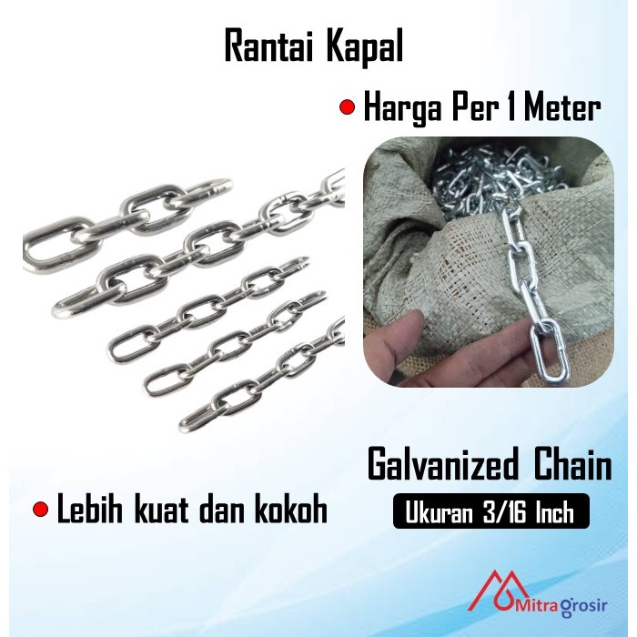 Jual Rantai Kapal 3/16 5 MM / Rantai Besi Besar 5 MM / Harga Rantai ...
