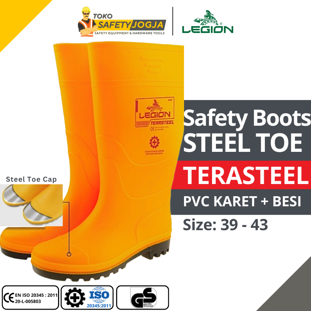 Jual Sepatu Boot Safety Proyek PVC Rubber Karet LEGION TERASTEEL Ujung ...
