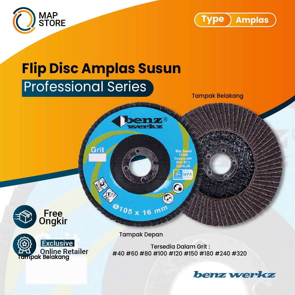 Jual Amplas Susun / Flap Disc Black with Fiber Black by BENZ WERKZ ...
