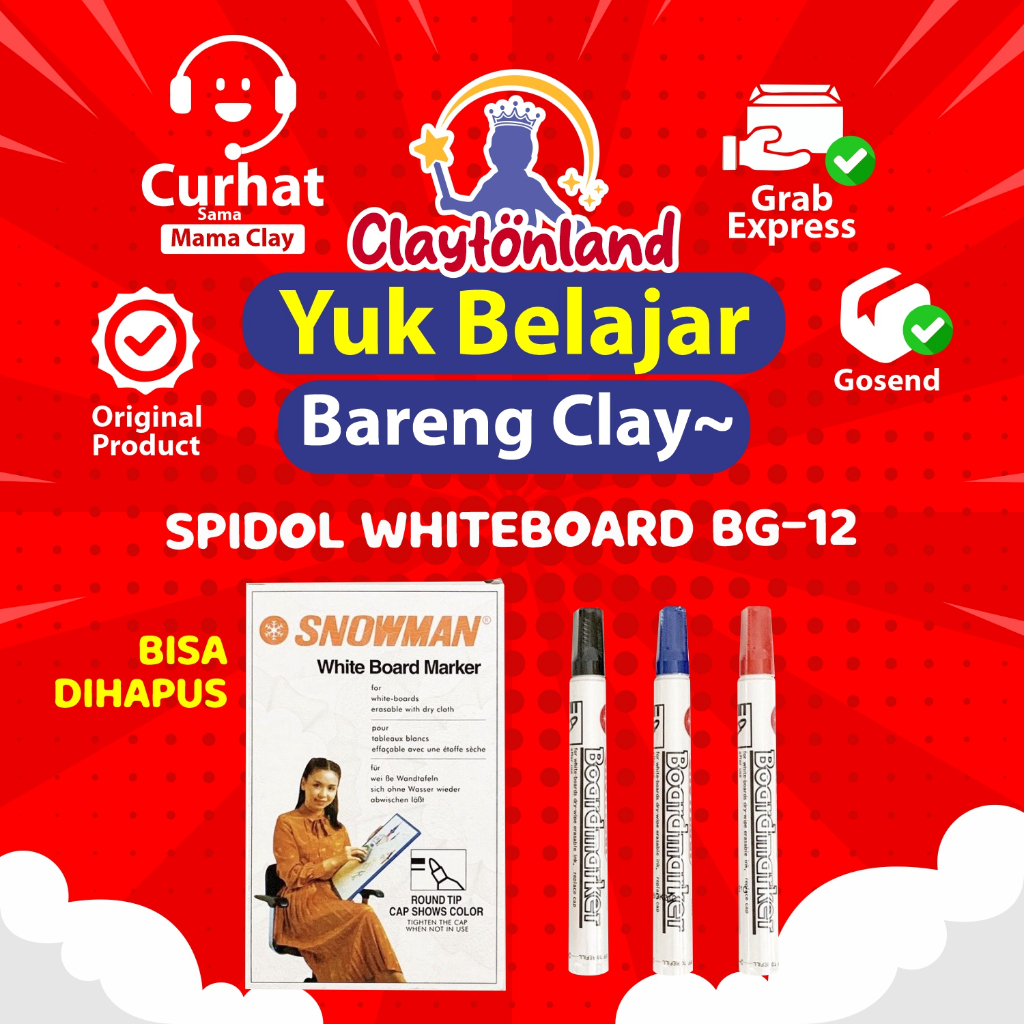 Jual SPIDOL SNOWMAN BG 12 / SEPIDOL BOARD MARKER / SPIDOL WHITEBOARD ...