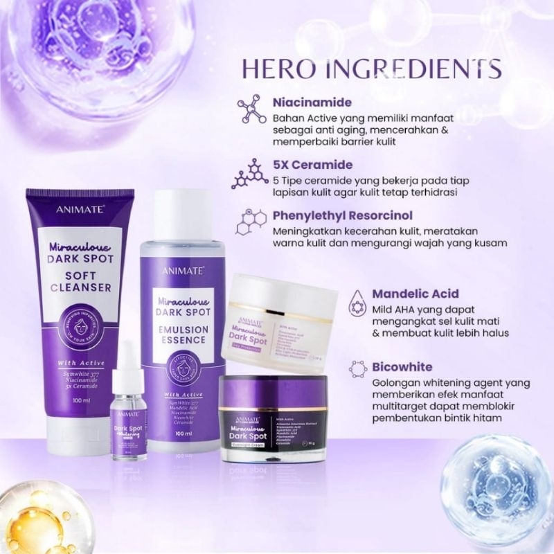 Jual Animate Miracolous DARK SPOT || Anti Aging Series 5 In 1 Skincare ...