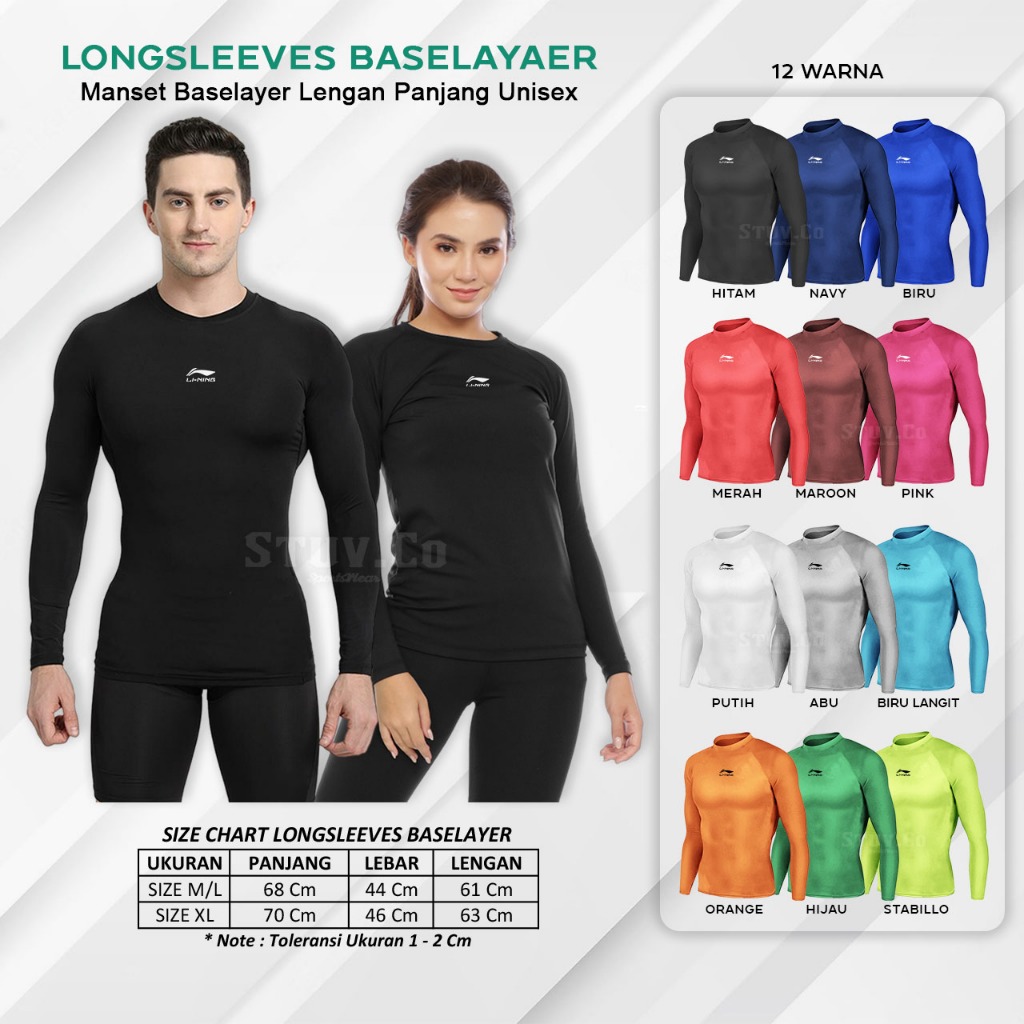 Jual Base Layer Manset Olahraga Pria Wanita Lengan Panjang Mangset ...