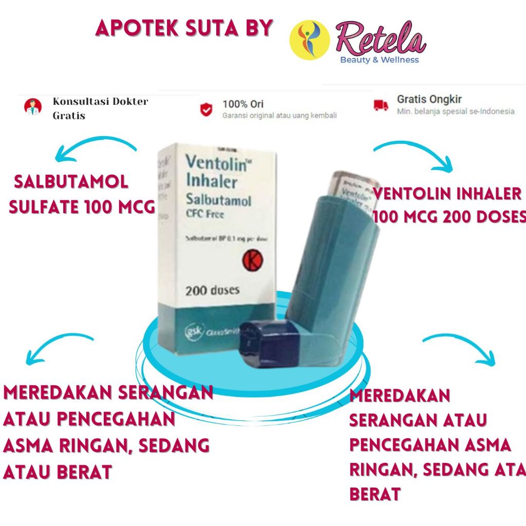 Jual Ventolin Inhaler 100 mcg 200 Doses | Shopee Indonesia