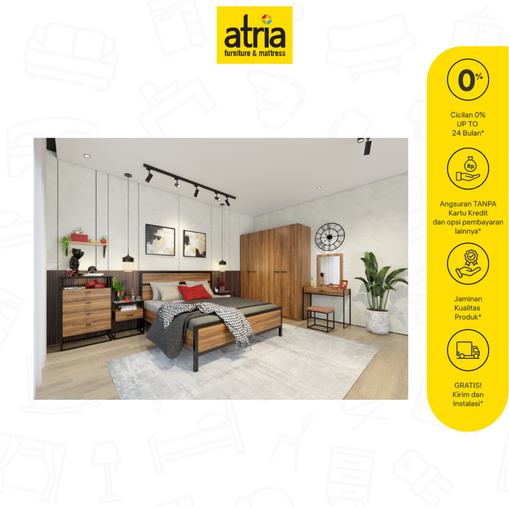 Jual Atria Set Tempat Tidur Tyo Queen/King FC302 Walnut Black | Shopee ...