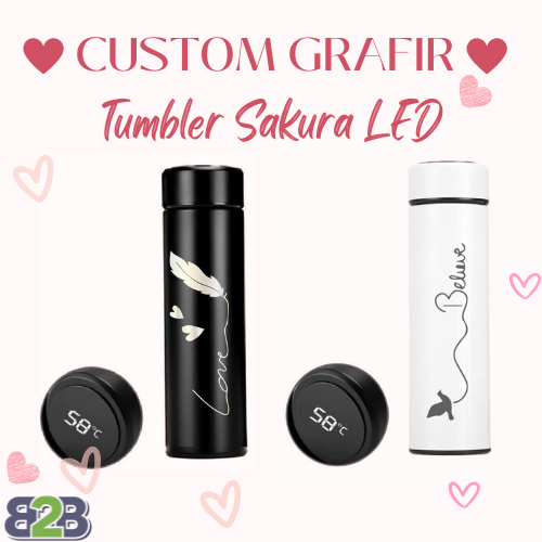 Jual [BISA CUSTOM] TUMBLER SAKURA LED DISPLAY STAINLESS ORIGINAL 500ML ...