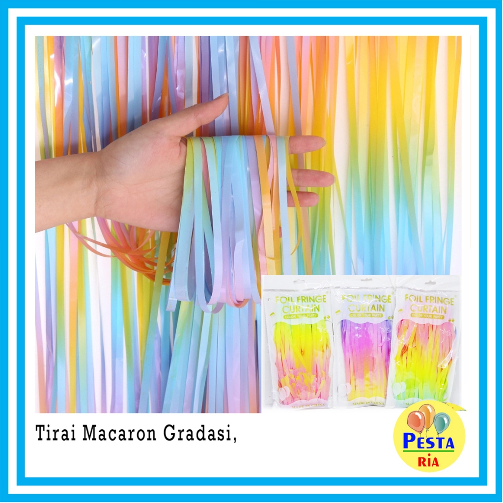 Jual Murah !! tirai foil RAINBOW MACARON / tirai foil rainbow / tirai ...