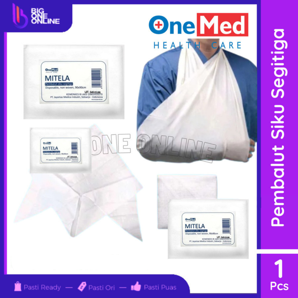 Jual OneMed Mitela Pembalut Siku Segitiga Non Woven P3K Medis, Bahan Kain Disposable | Shopee ...