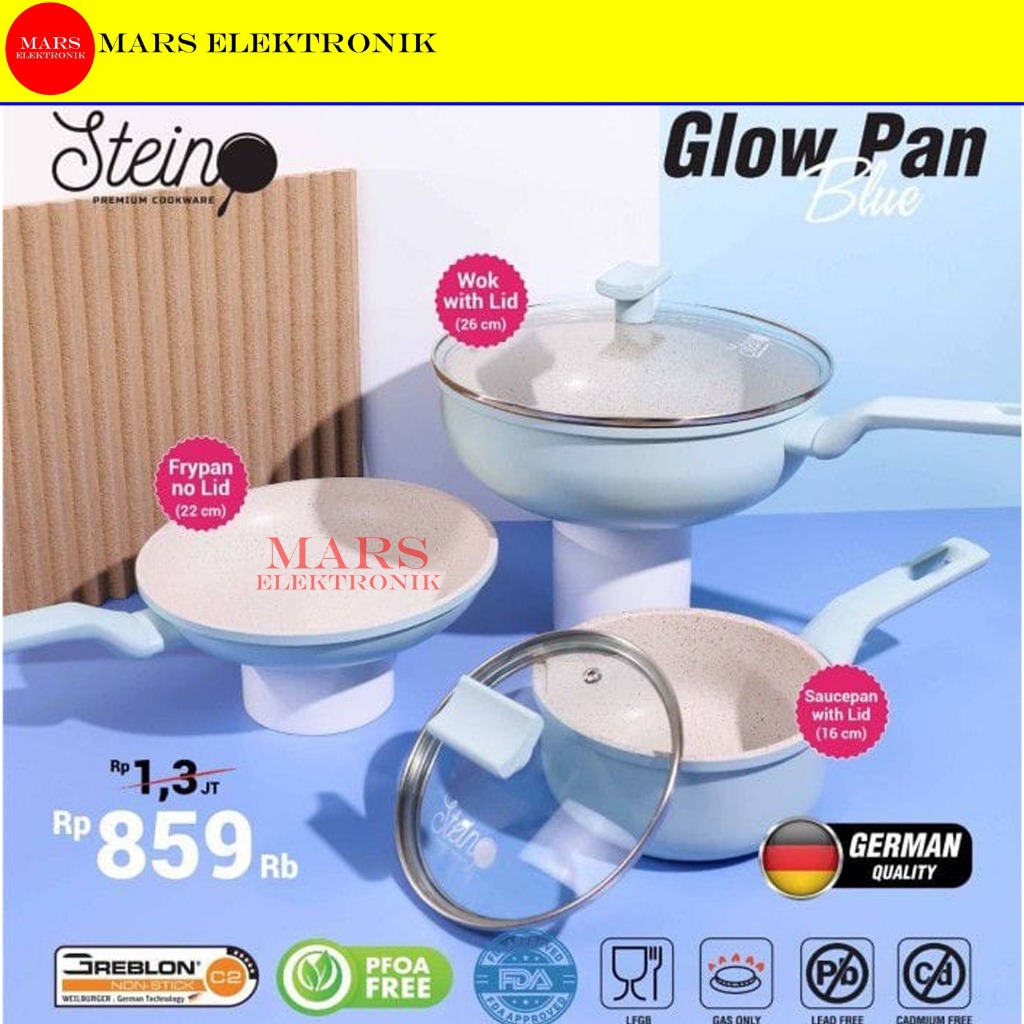 Jual STEIN COOKWARE - GLOW PAN BLUE SERIES SATUAN / SET - BLUE - GERMAN ...