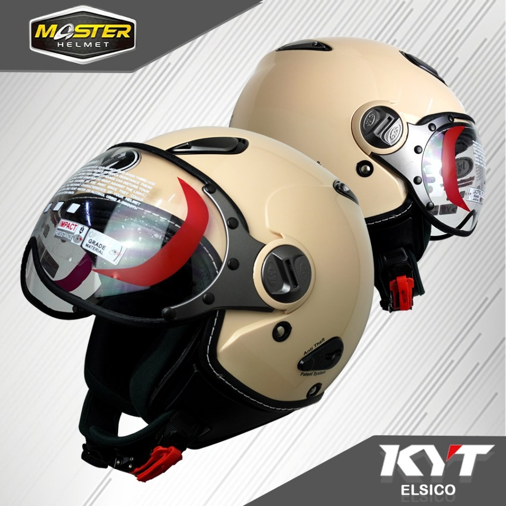 Jual HELM KYT ELSICO SOLID BLACK DOFF HELM RETRO KYT ANTI MALING READY ...