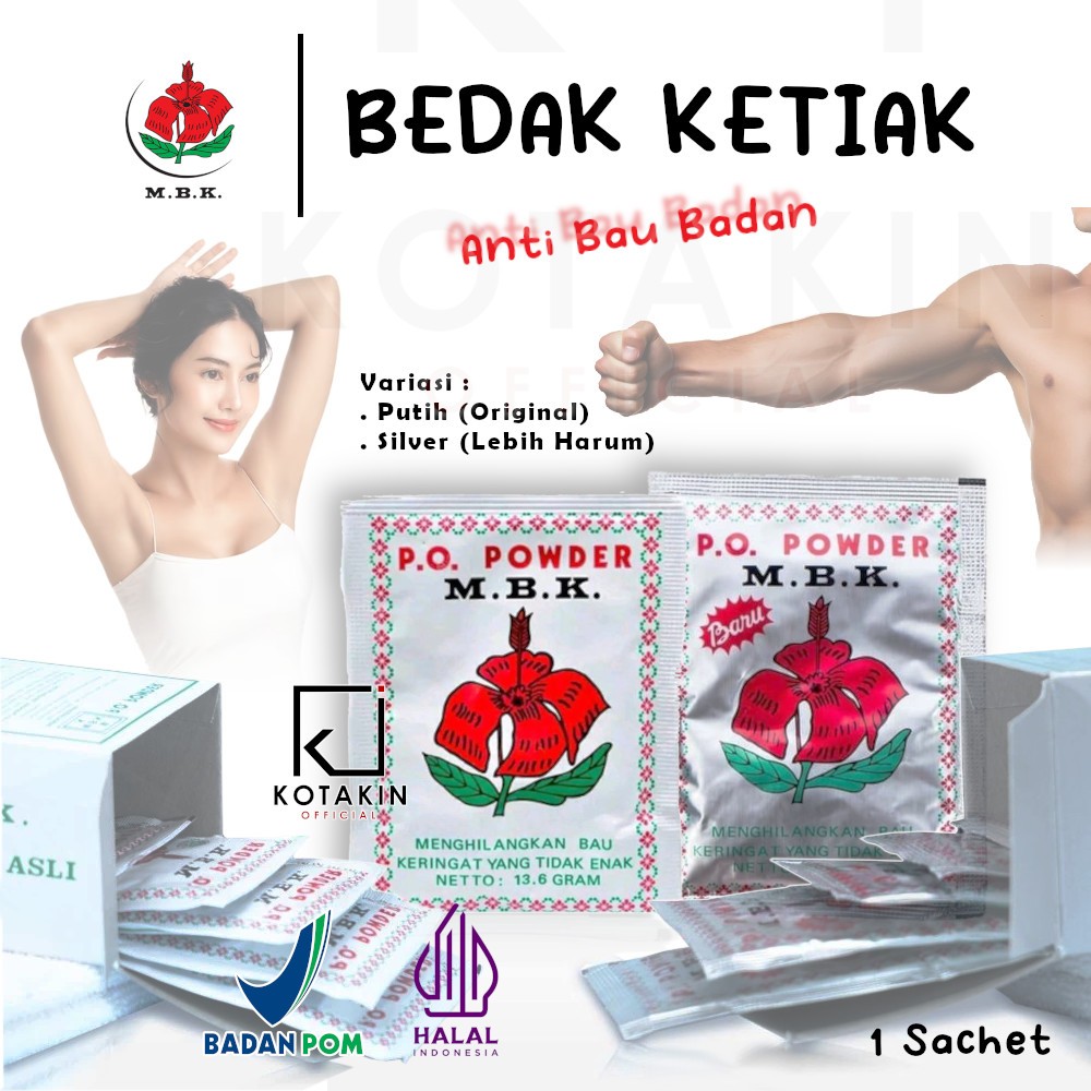 Jual 1 Sachet Bedak M.B.K Putih Silver / Bedak BB/ Mengurangi Keringat Dan Bau Badan / Bedak MBK ...