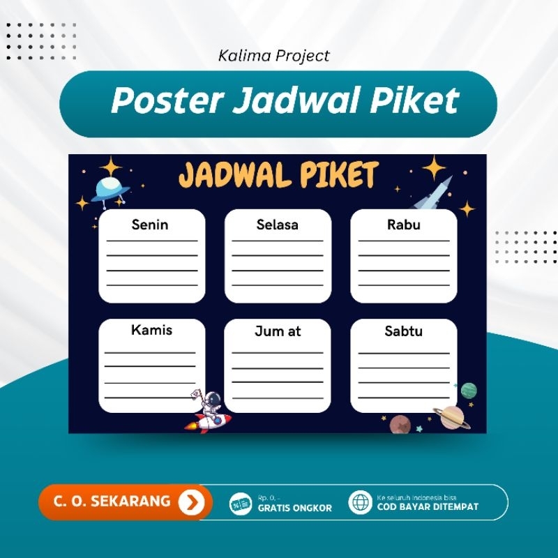 Jual 014 Poster Jadwal Piket Pelajaran Sekolah Poster Jadwal Mapel ...