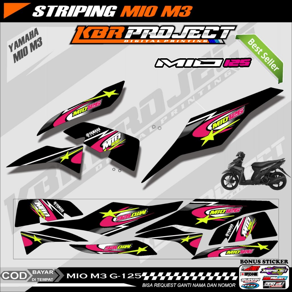 Jual MIO M3 125 STIKER STRIPING MOTOR KEREN LIS VARIASI STIKER MOTOR ...