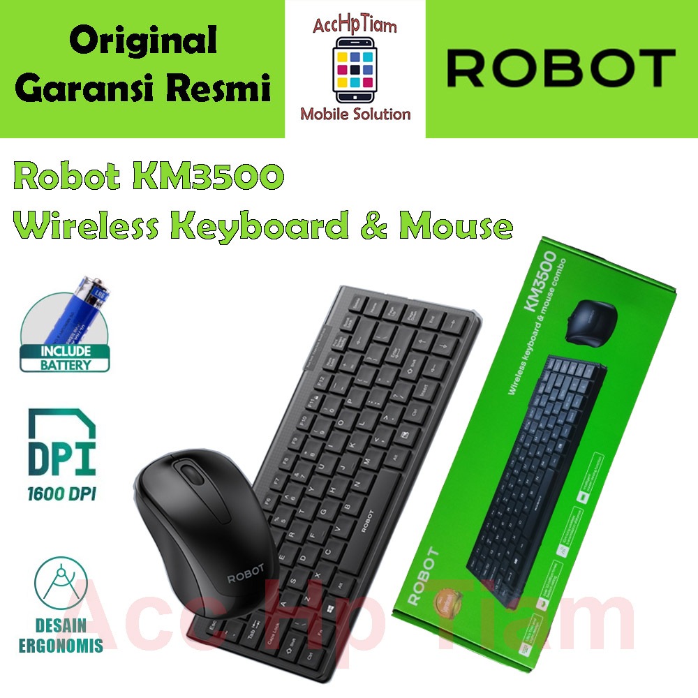 Jual Keyboard & Mouse Robot KM3500 Wireless - Gratis Batu Siap Pakai ...