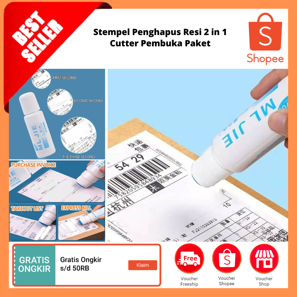 Jual Stempel Penghapus Resi 2 in 1 Cutter Pembuka Paket / Cairan ...