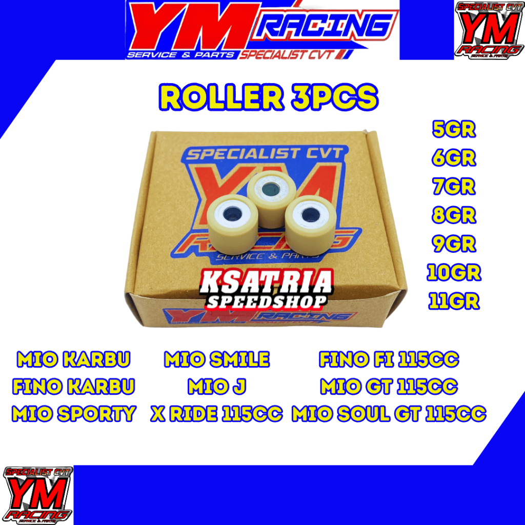 Jual ROLLER 3PCS/BUTIR YM RACING (Mio Karbu/Fino Karbu/Mio Sporty/Mio ...