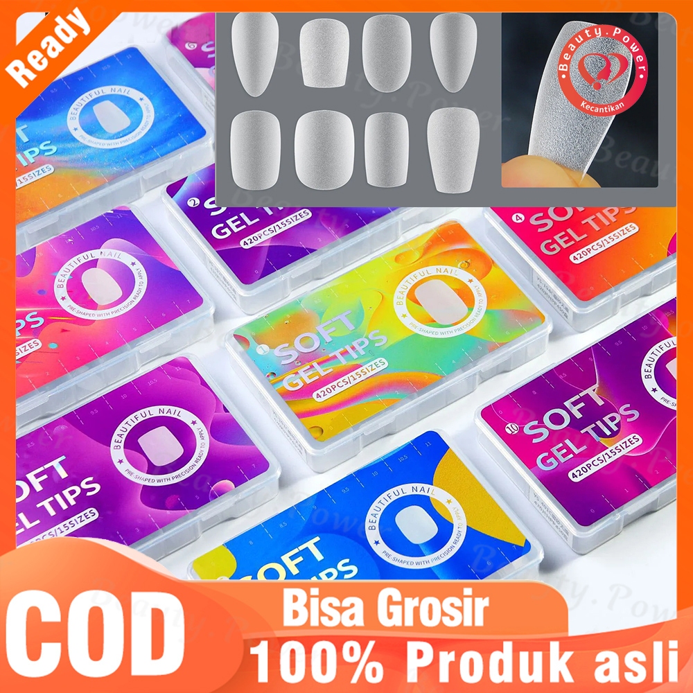 Jual 420Pcs Soft Gel Rainbow Tip Nail Extension Kuku Palsu 15 Tipe ...