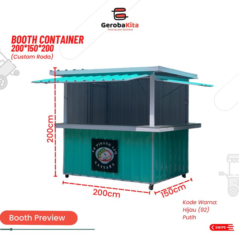 Jual Booth Container 200x150x200 Custom Roda | Shopee Indonesia