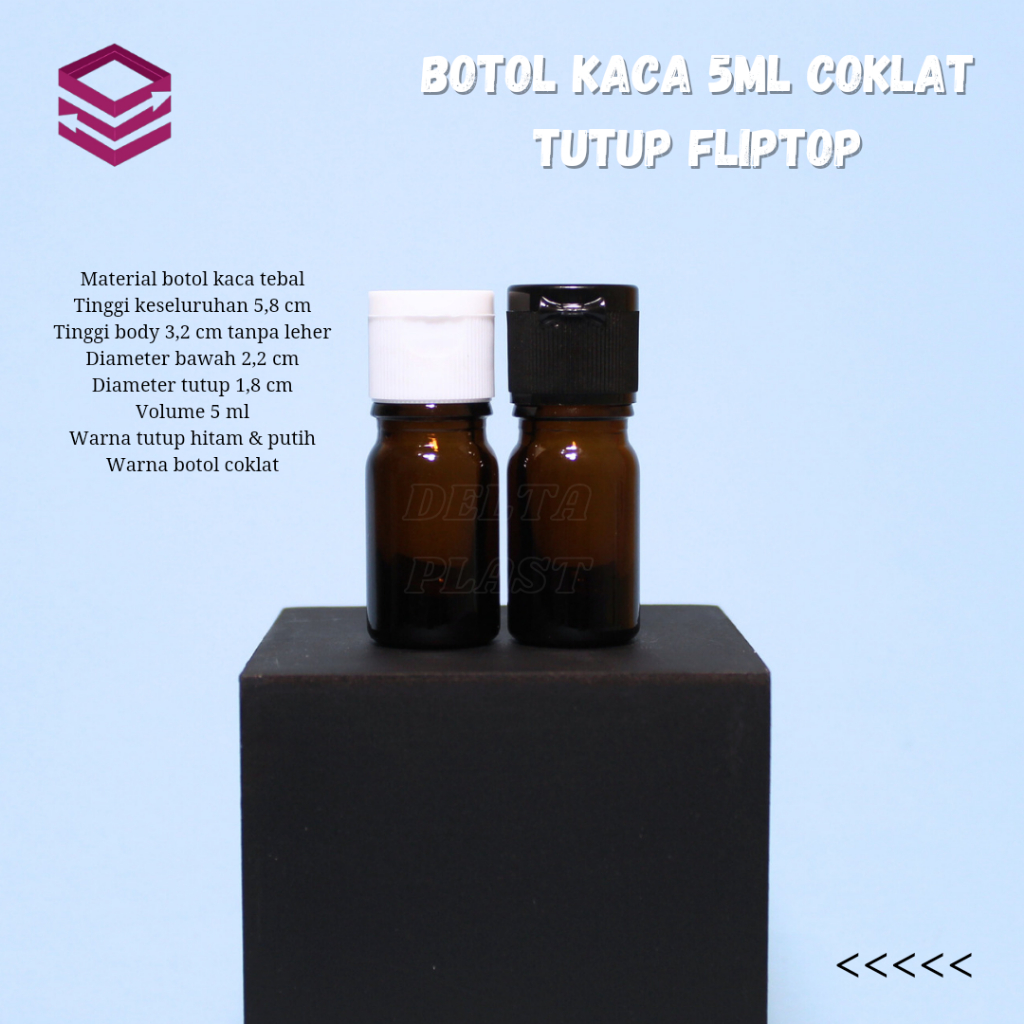 Jual Botol kaca 5ml coklat tebal tutup fliptop / Botol fliptop 5ml ...