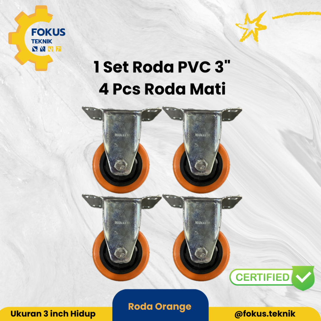 Jual Roda Troly Troli Trolley PVC PU Orange 3 inch set ( 4 Mati ...