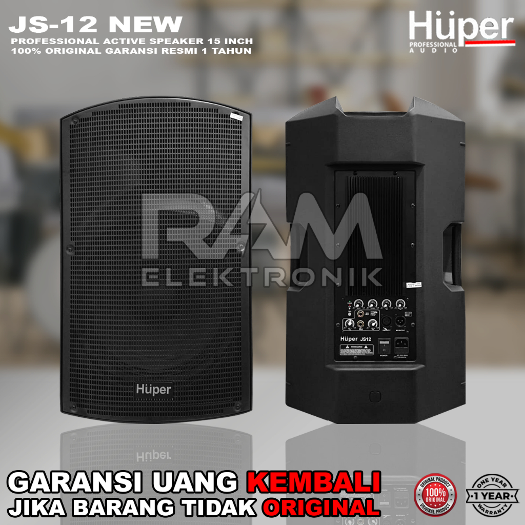 Jual Speaker Aktif 15 Inch HUPER JS12 | JS 12 New 500 Watt Bluetooth Original | Shopee Indonesia