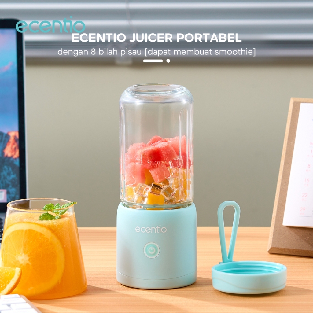 Jual ECENTIO Blender Juicer Portable USB 1 Tabung Kaca 8 Mata Pisau | Shopee Indonesia