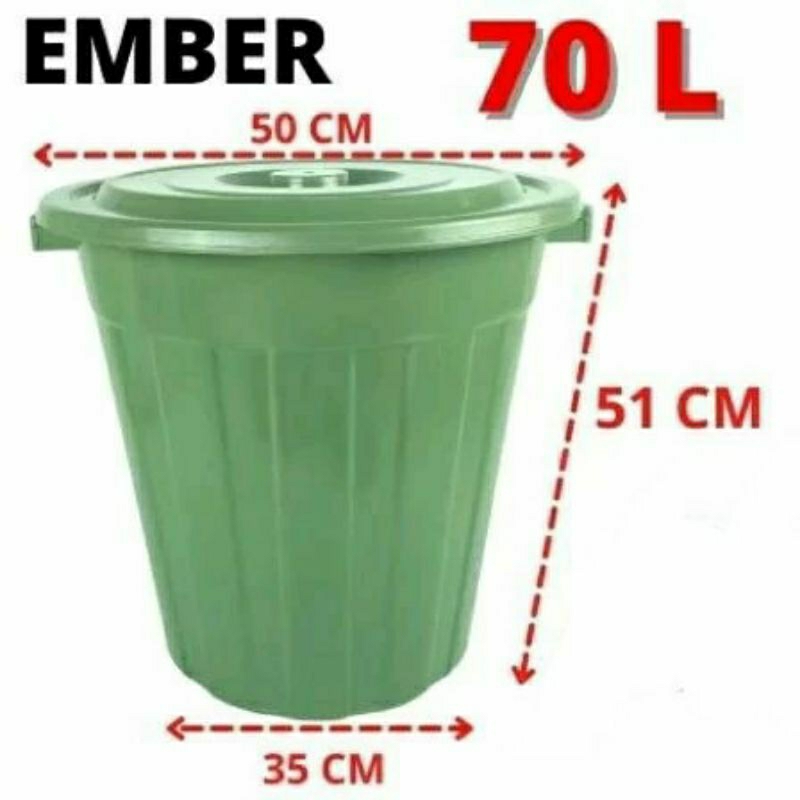 Jual Ember tutup Tabitha Hijau 70 Liter 70L Tempat penampungan serbaguna Tong Ember Tinggi ...