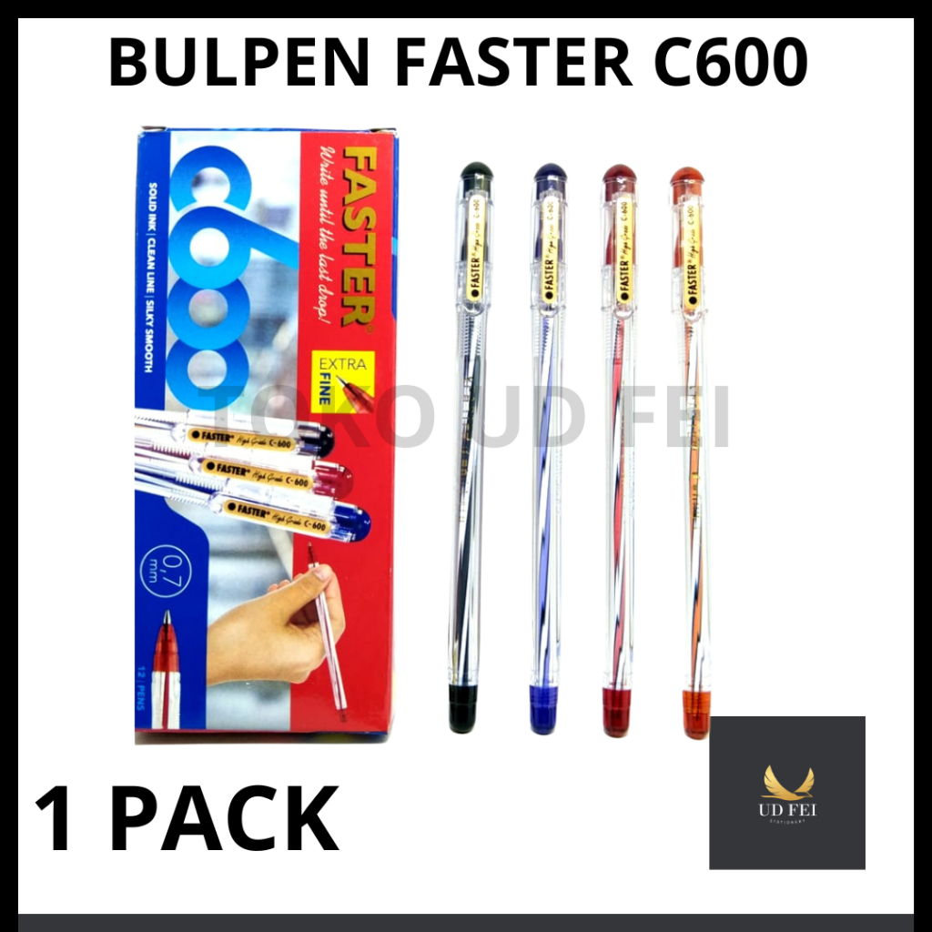 Jual (1 PACK) Pulpen Faster / Faster C600/Bolpen Pulpen Bolpoin Faster ...