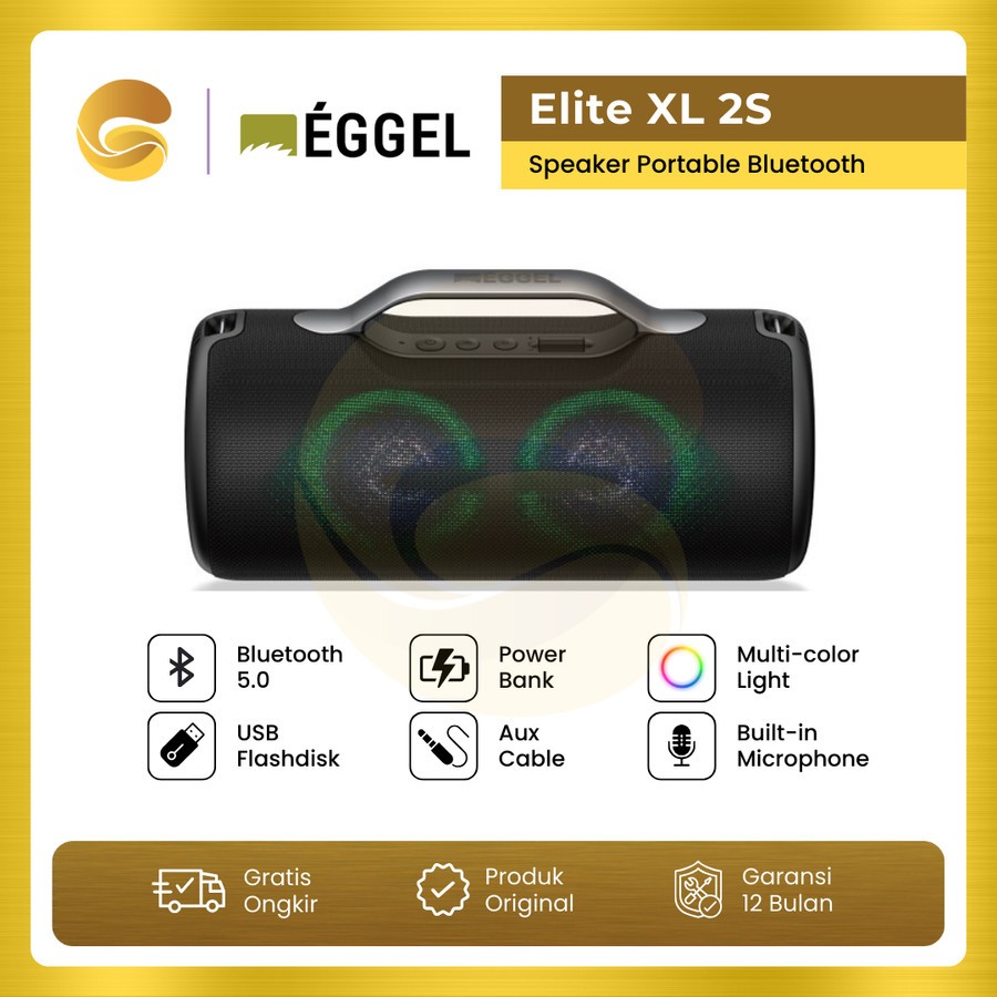 Jual EGGEL Elite XL 2S Waterproof Portable Bluetooth Speaker with RGB ...
