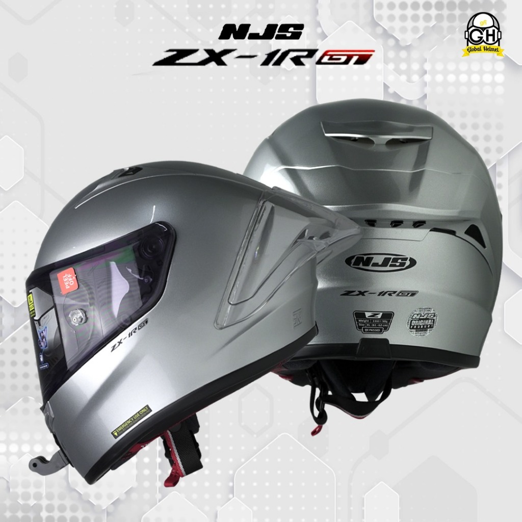 Jual HELM NJS ZX-1R GT SOLID BROOKLYN SILVER HELM FULL FACE SNI ...